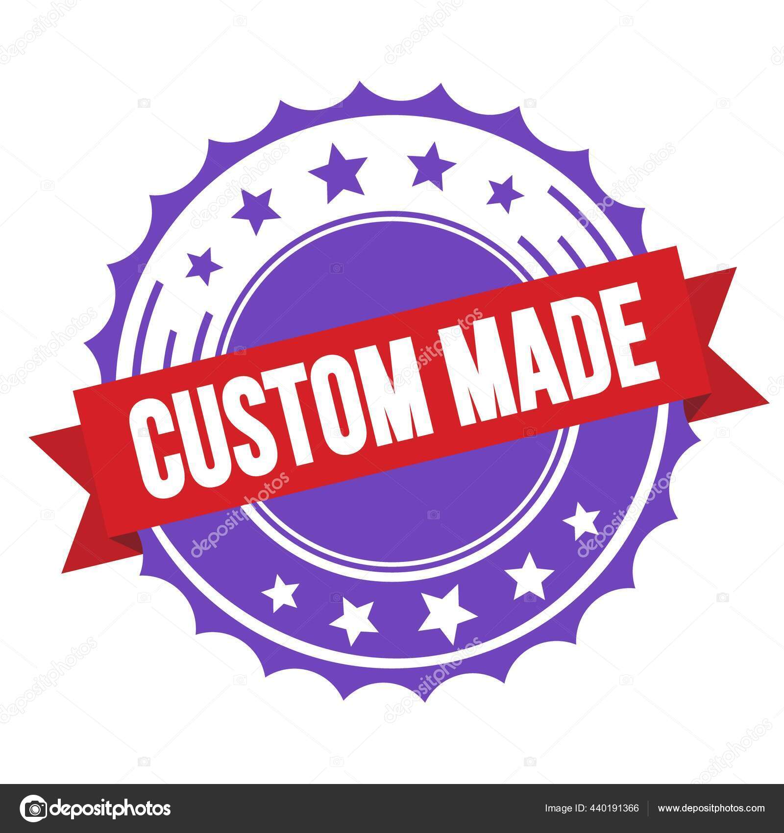 Custom Made Text Red Violet Ribbon Badge Stamp Stock Illustration by ...