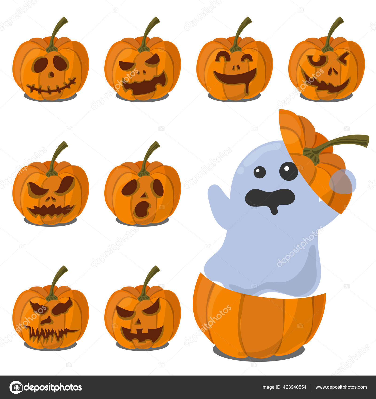 Caras De Dibujos Animados Aterradoras Para Calabazas