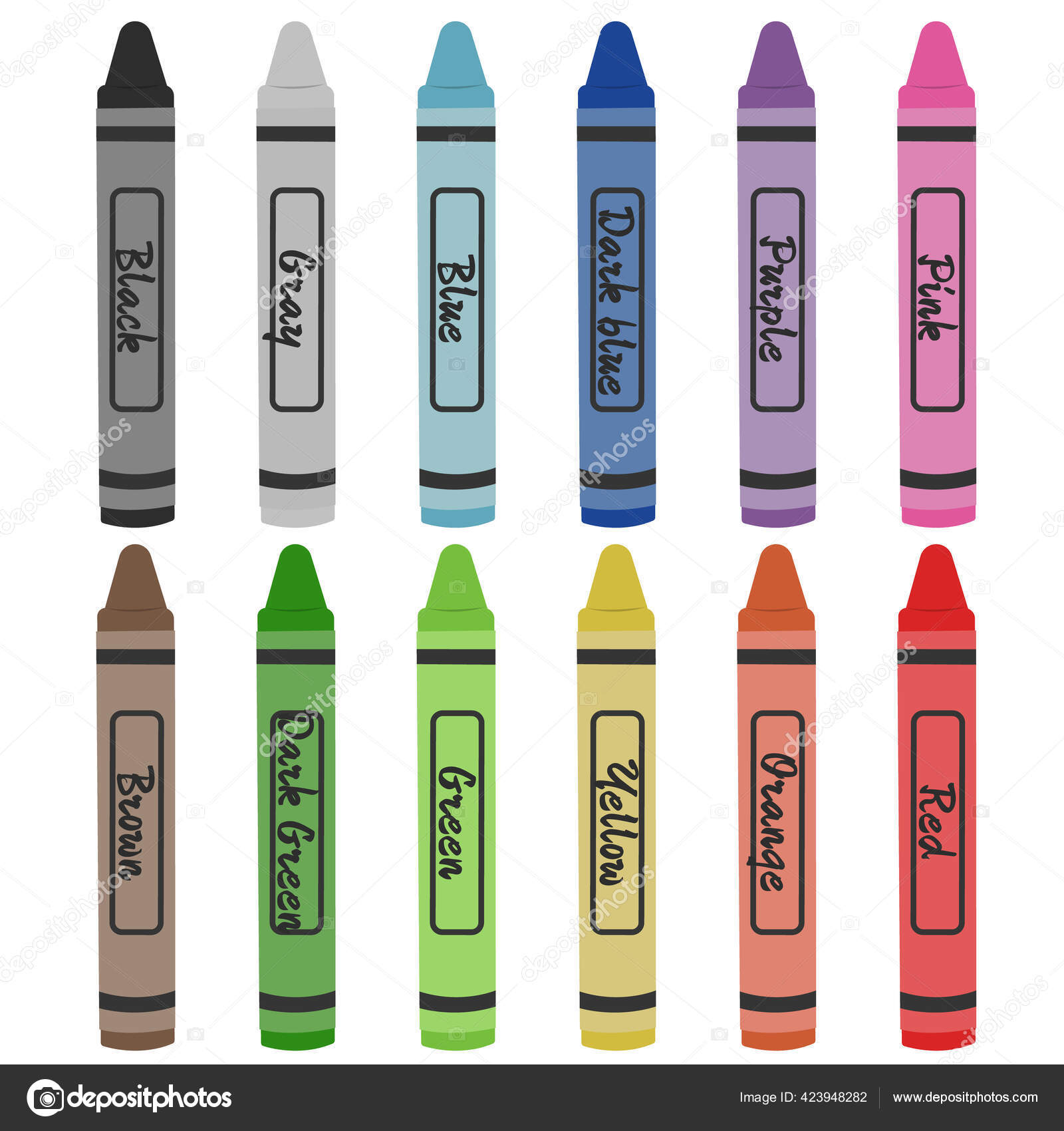 Crayon Colors Vector Illustration Wax Colorful Crayons Isolated White ...