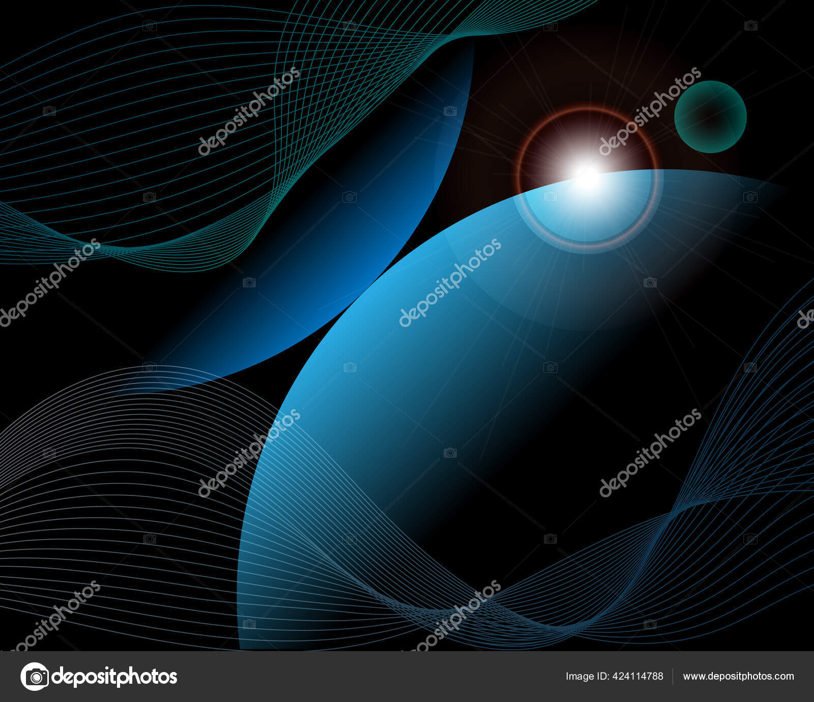 Abstract Blue Background Parallel Worlds Vector Illustration Modern ...