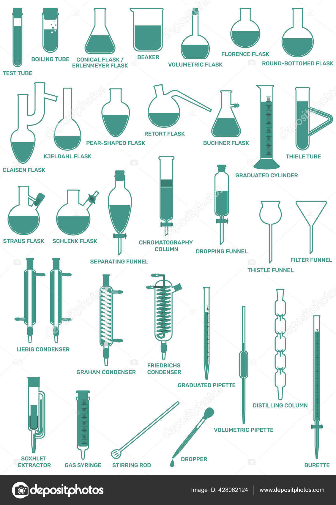 Set Laboratory Glassware Vector Illustration Isolated White Background ...