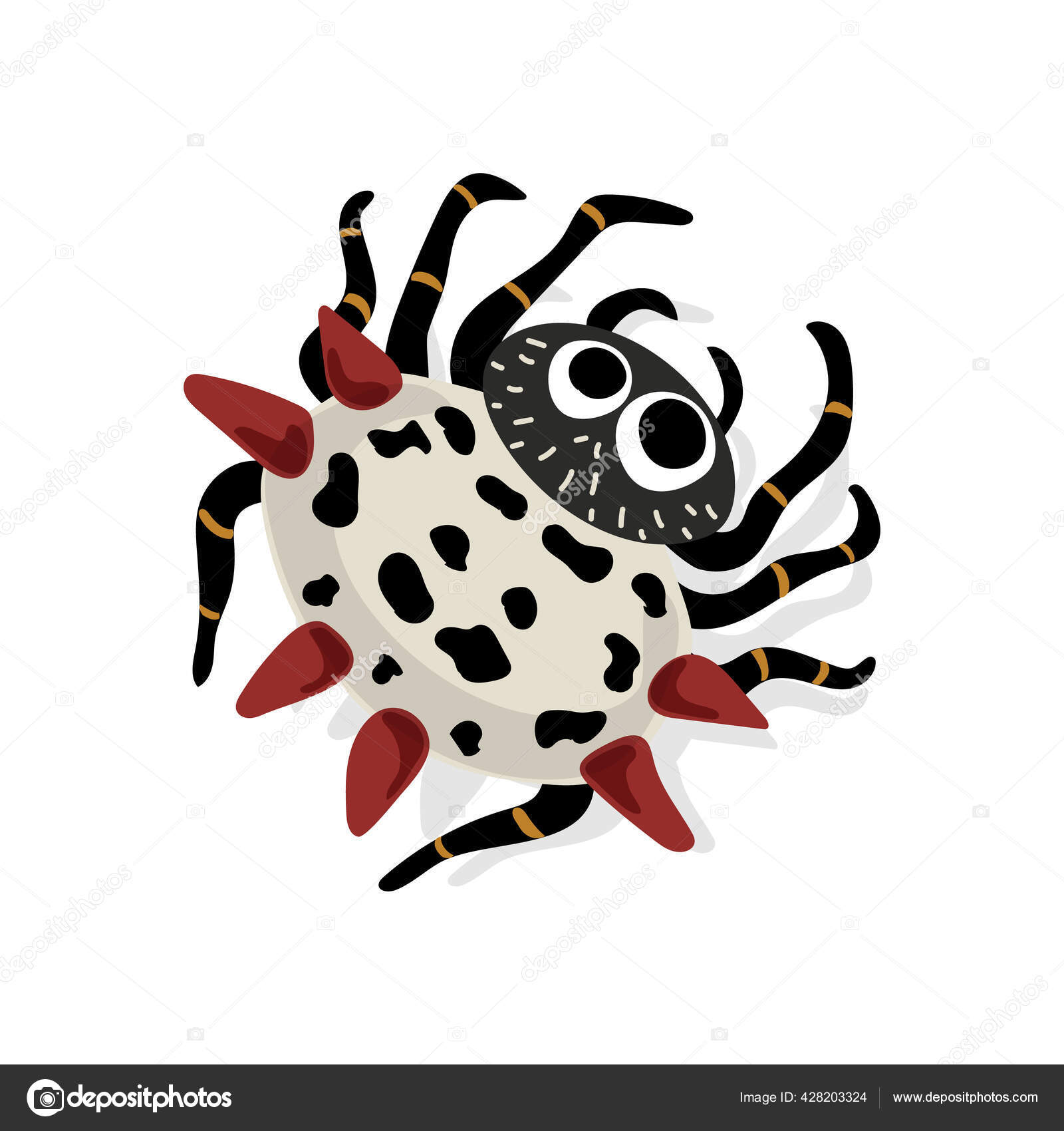 Weird Colorful Spider Isolated White Background Spider Vector Cartoon ...