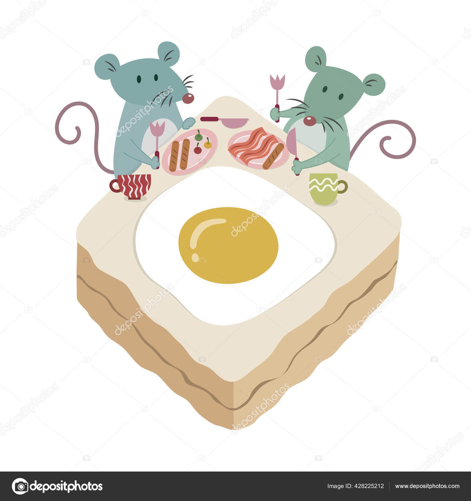 Pequeños Ratoncitos Comiendo Usando Pan Como Mesa Los Ratones Que ...