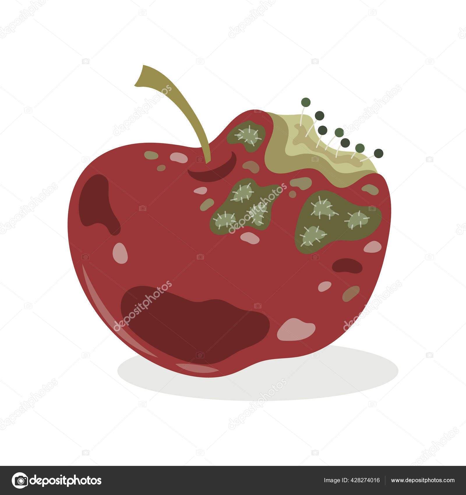 Maçã Podre Com Ilustração Vetorial Molde Isolada Fundo Branco Vetor de ...