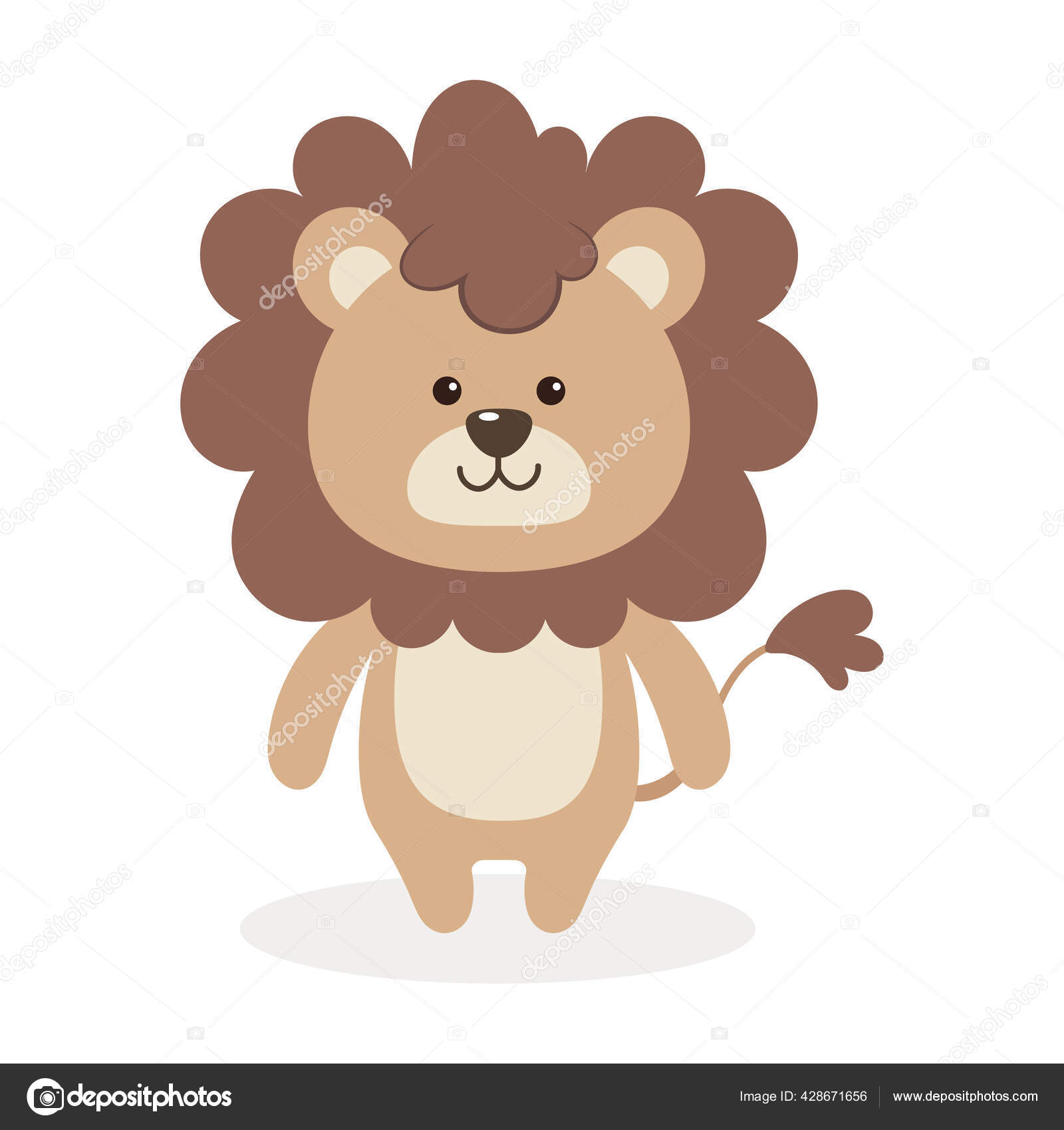 León Vector Ilustración Dibujos Animados Lindo León Vector Pastel ...