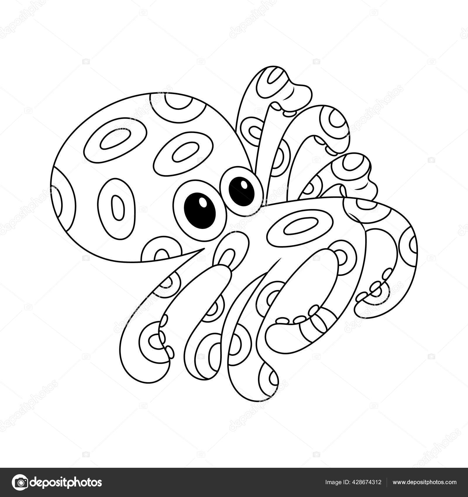 Blue Ring Octopus Vector Cartoon Isolated White Background Poisonous ...