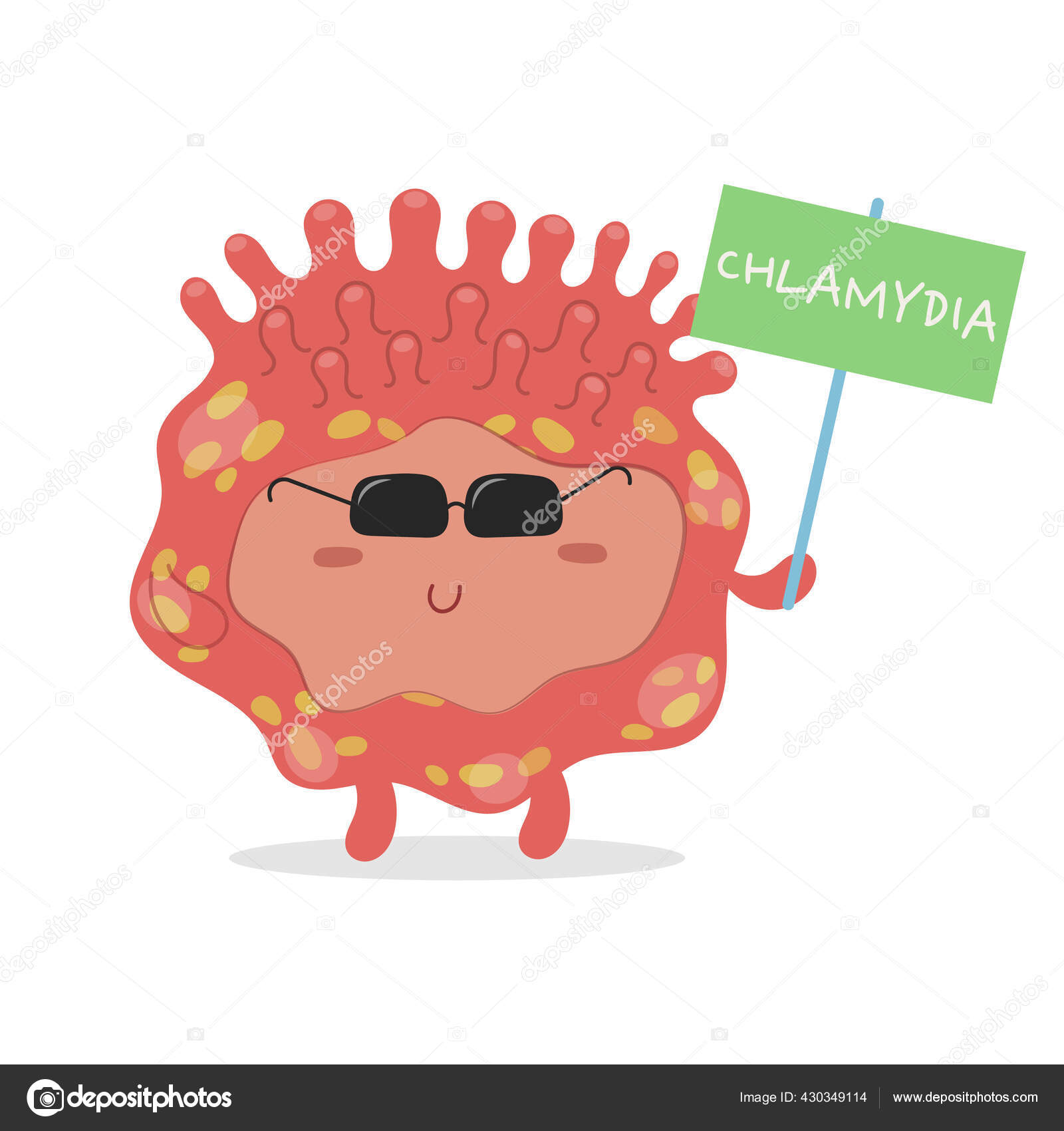 Vector Ilustración Dibujos Animados Clamidia Enfermedad Célula vector ...