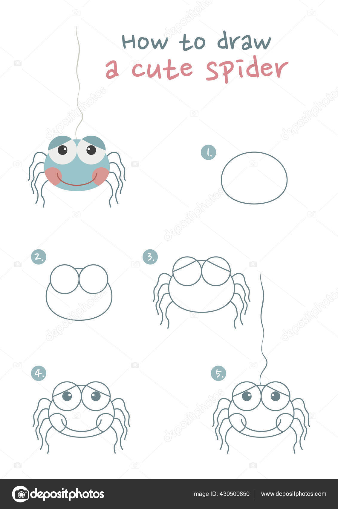How Draw Cute Spider Vector Illustration Stock Vector Image by ...