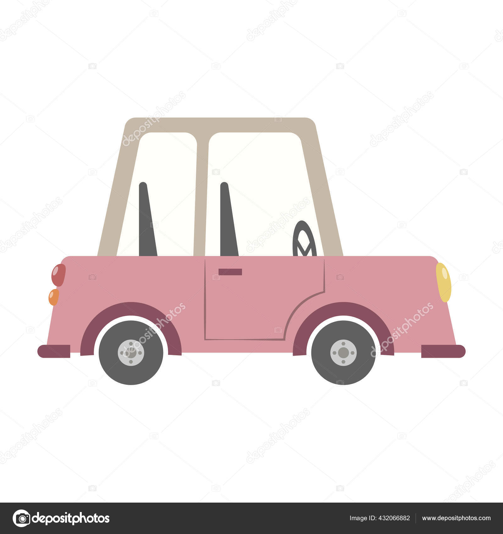 Compact Car Vector Illustration Cartoon Isolated White Background Cute ...