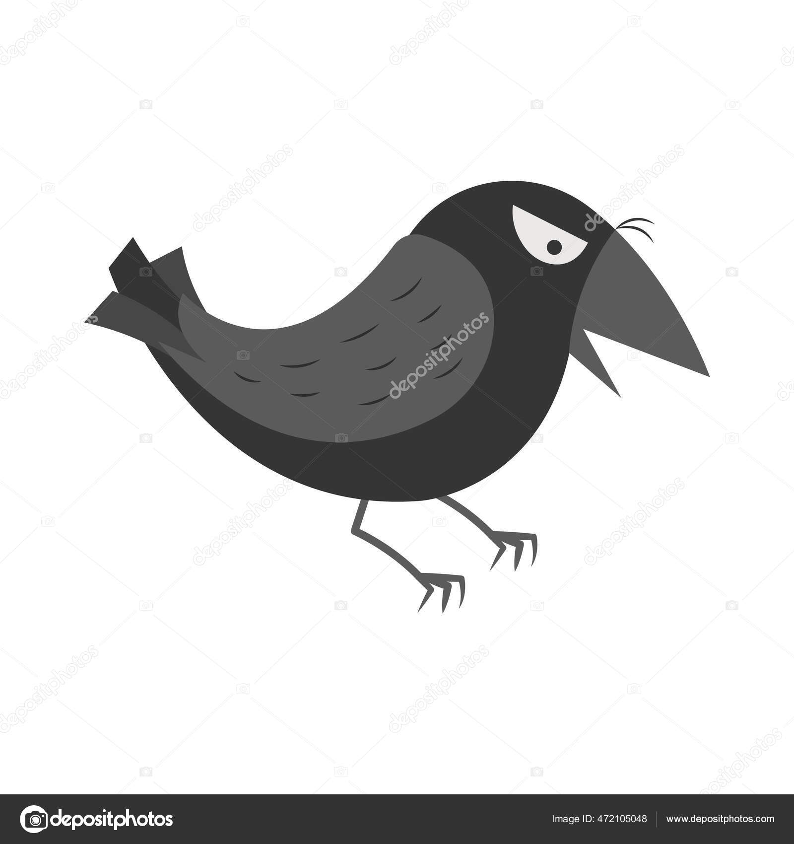 Dibujos Animados Ilustración Aves Cuervo Aislado Sobre Fondo Blanco ...