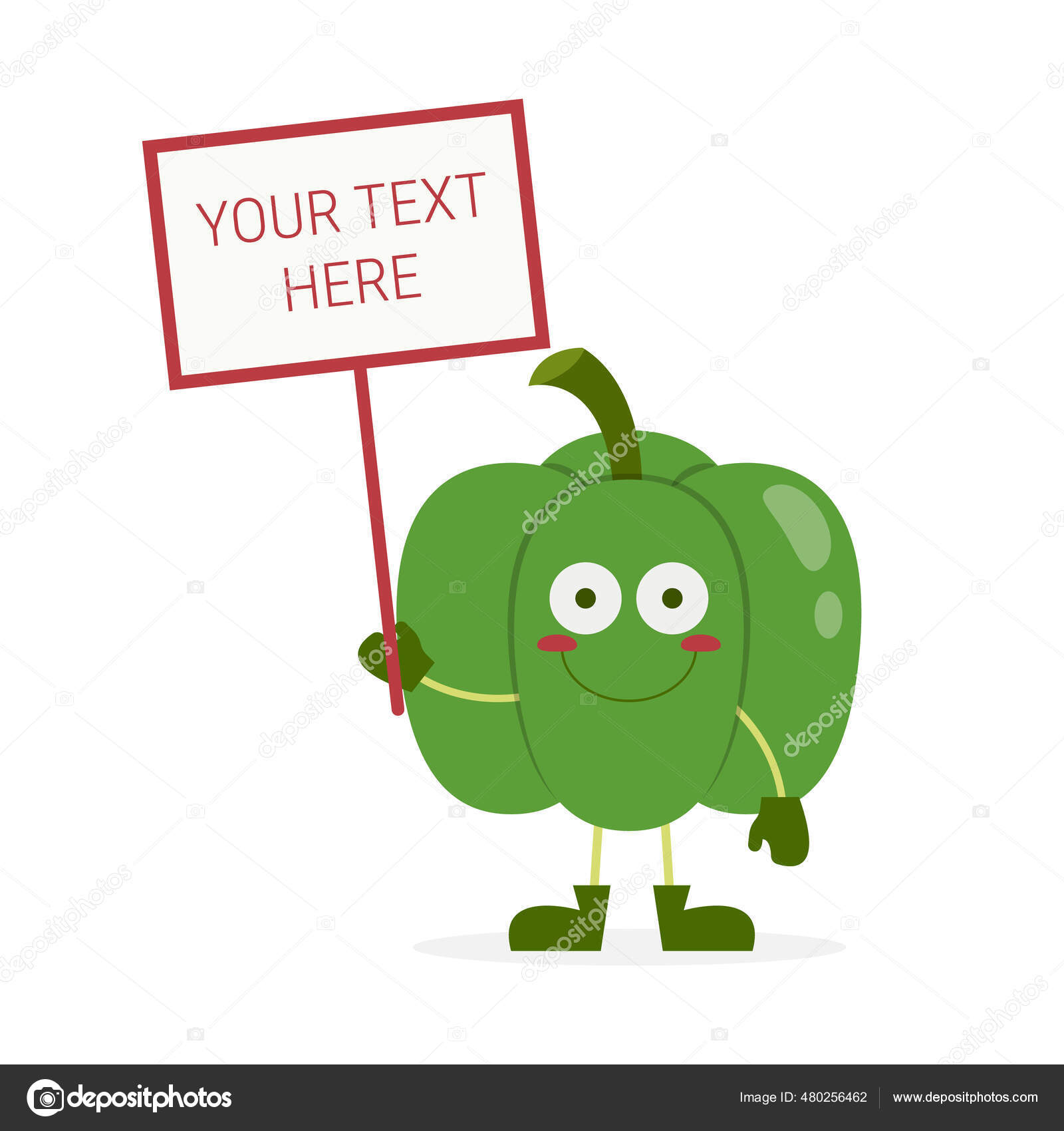 Pimenta Bonito Segurando Banner Vetor Cartoon Isolado Fundo Branco ...