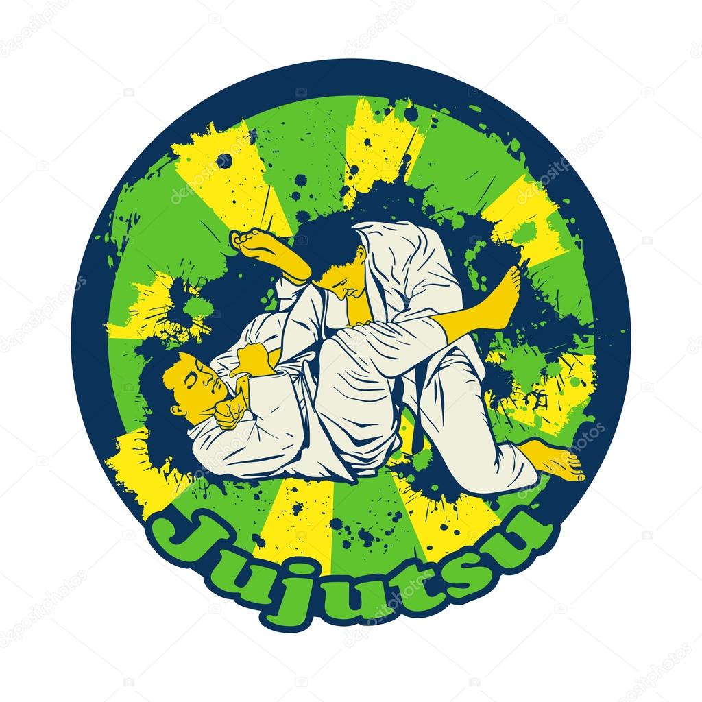 Colorful vector illusnration with Brazilian Jiu Jitsu Fighters. Stock ...