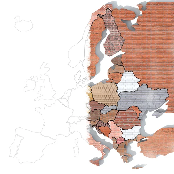 3D Map of Europe with bricks materials — Stock Photo © albasu #63800089