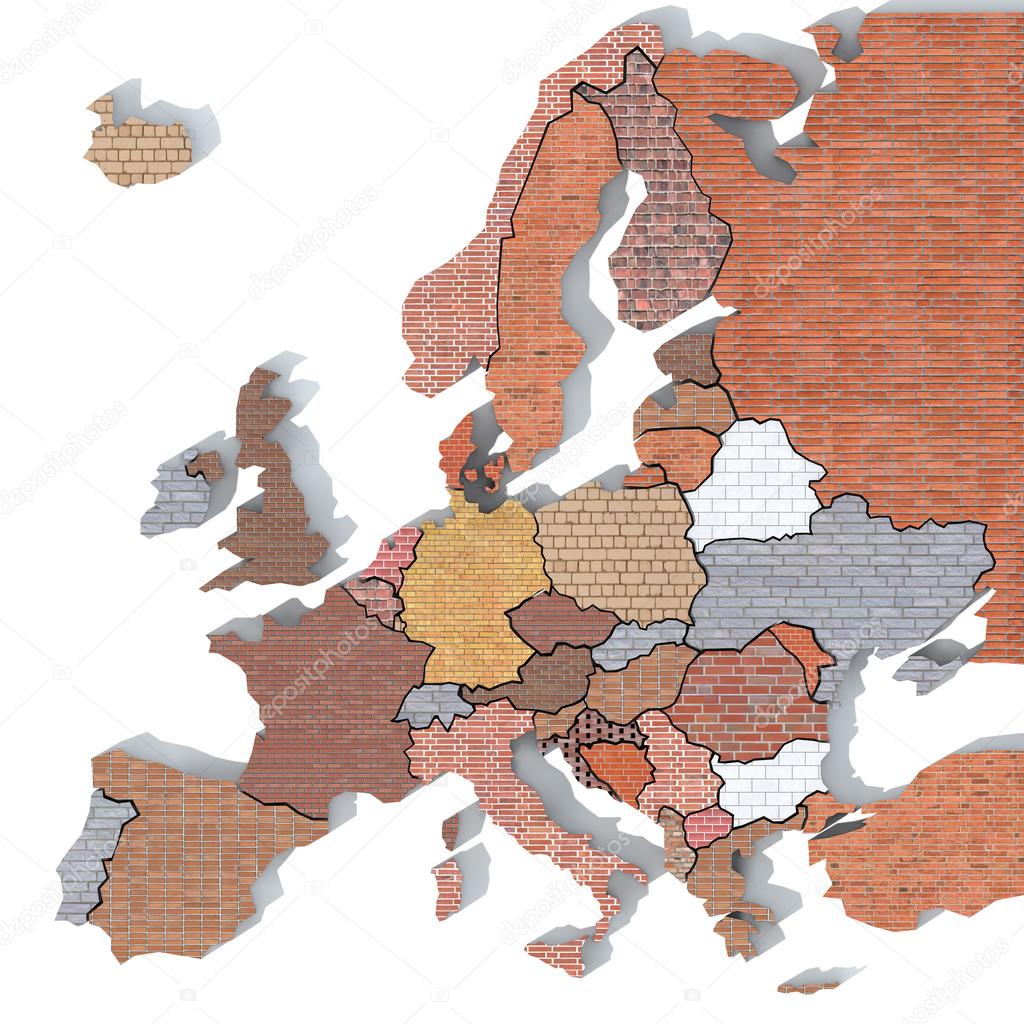 3D Map of Europe with bricks materials — Stock Photo © albasu #63800089
