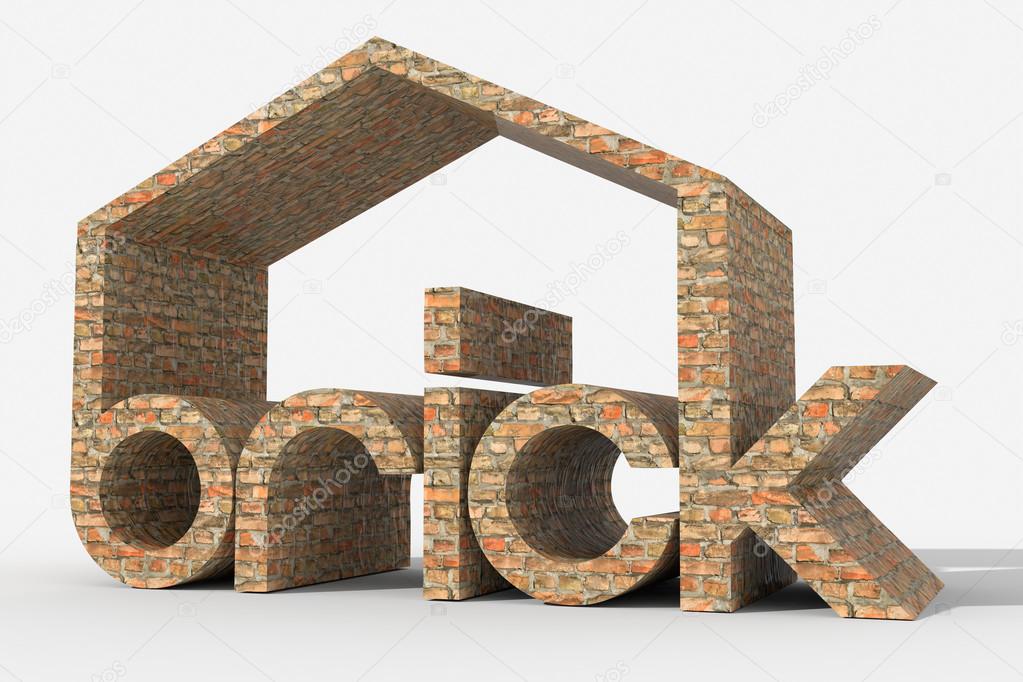 Logo 3D shape with brick building — Stock Photo © albasu #72389451