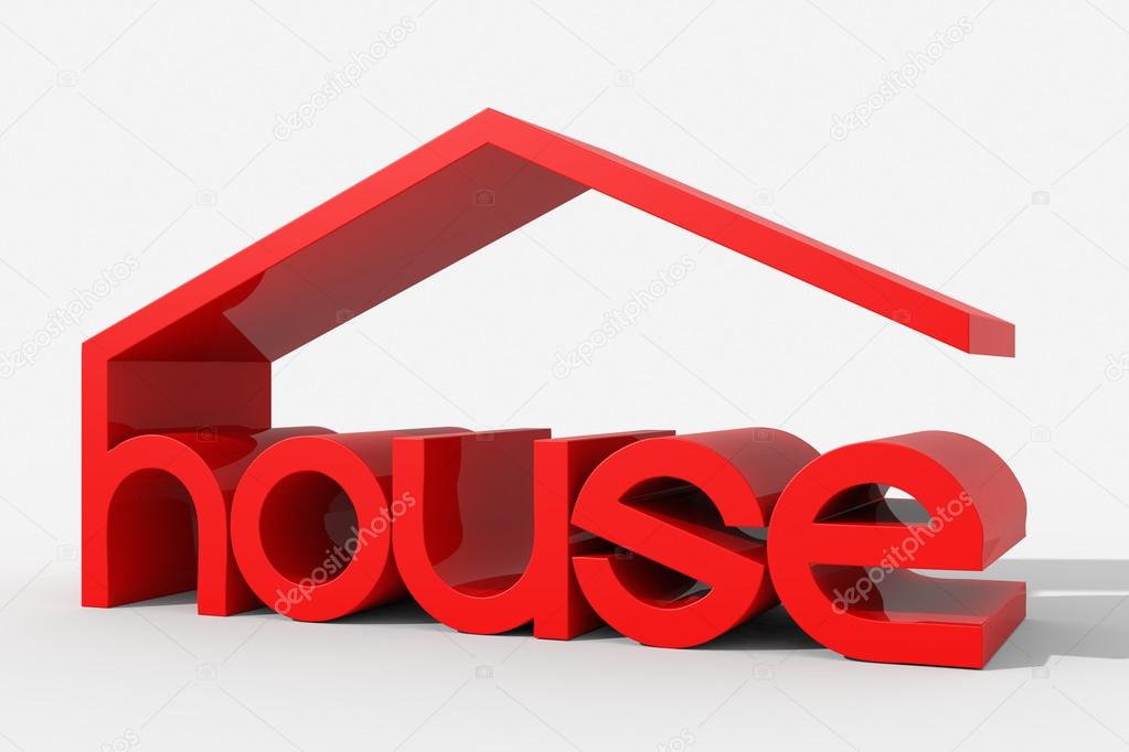 Logo 3D shape with house building — Stock Photo © albasu #72391587
