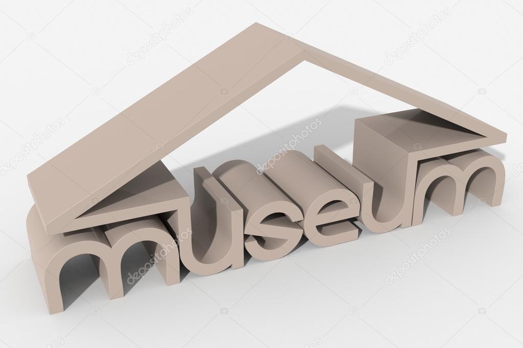 Logo 3D shape with museum building — Stock Photo © albasu #72393243
