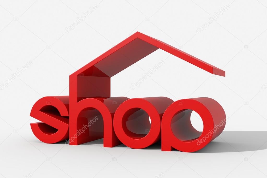 Logo 3D shape with shop building — Stock Photo © albasu #72394557