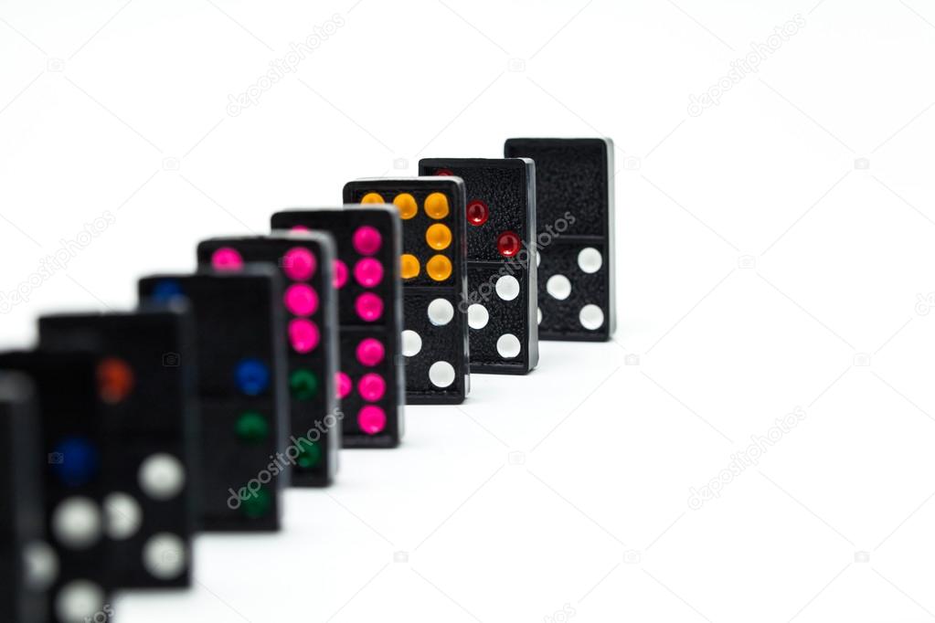 Stack of dominoes isolated on a white background Stock Photo by ...
