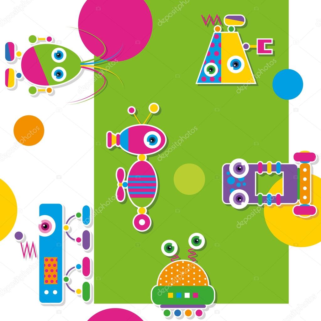 Colorful robots collection pattern Stock Vector Image by ©Jelena_Z ...