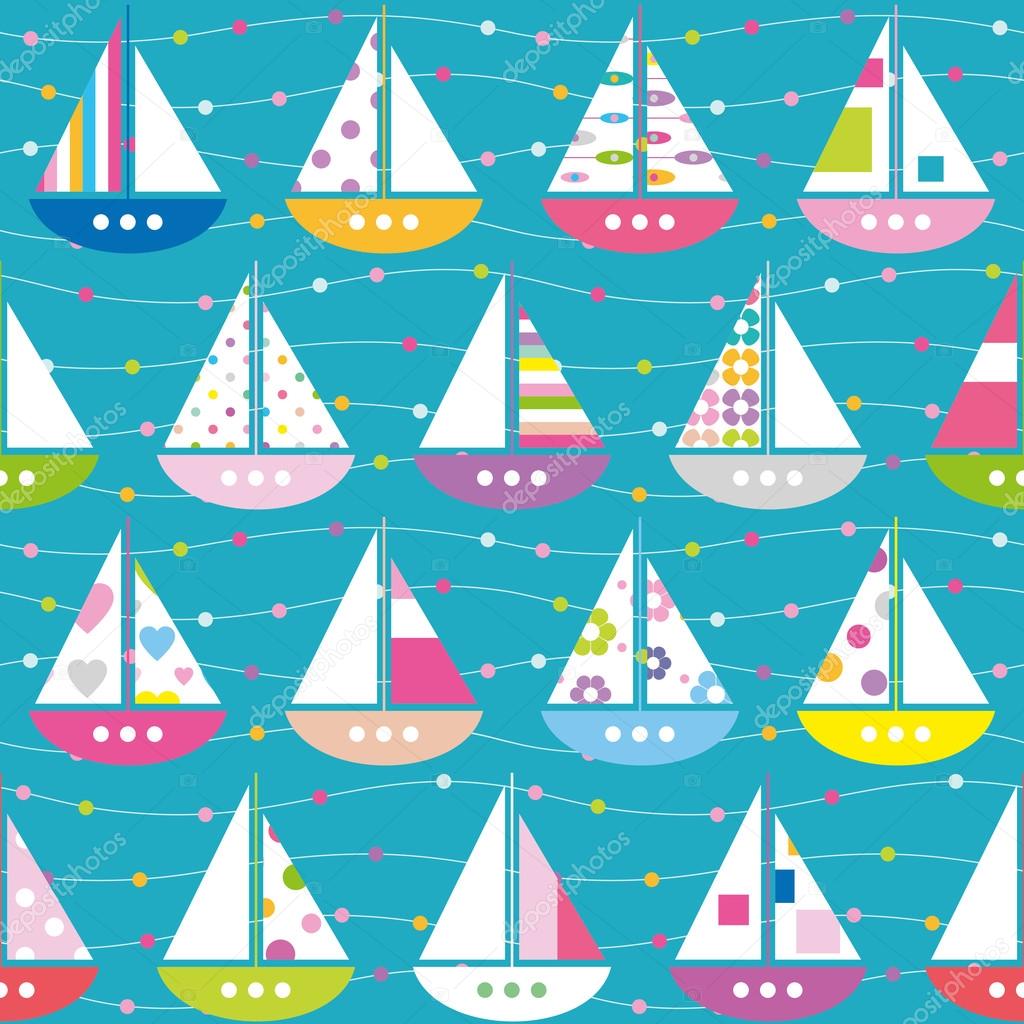 Colorful boats pattern — Stock Vector © Jelena_Z #62901573