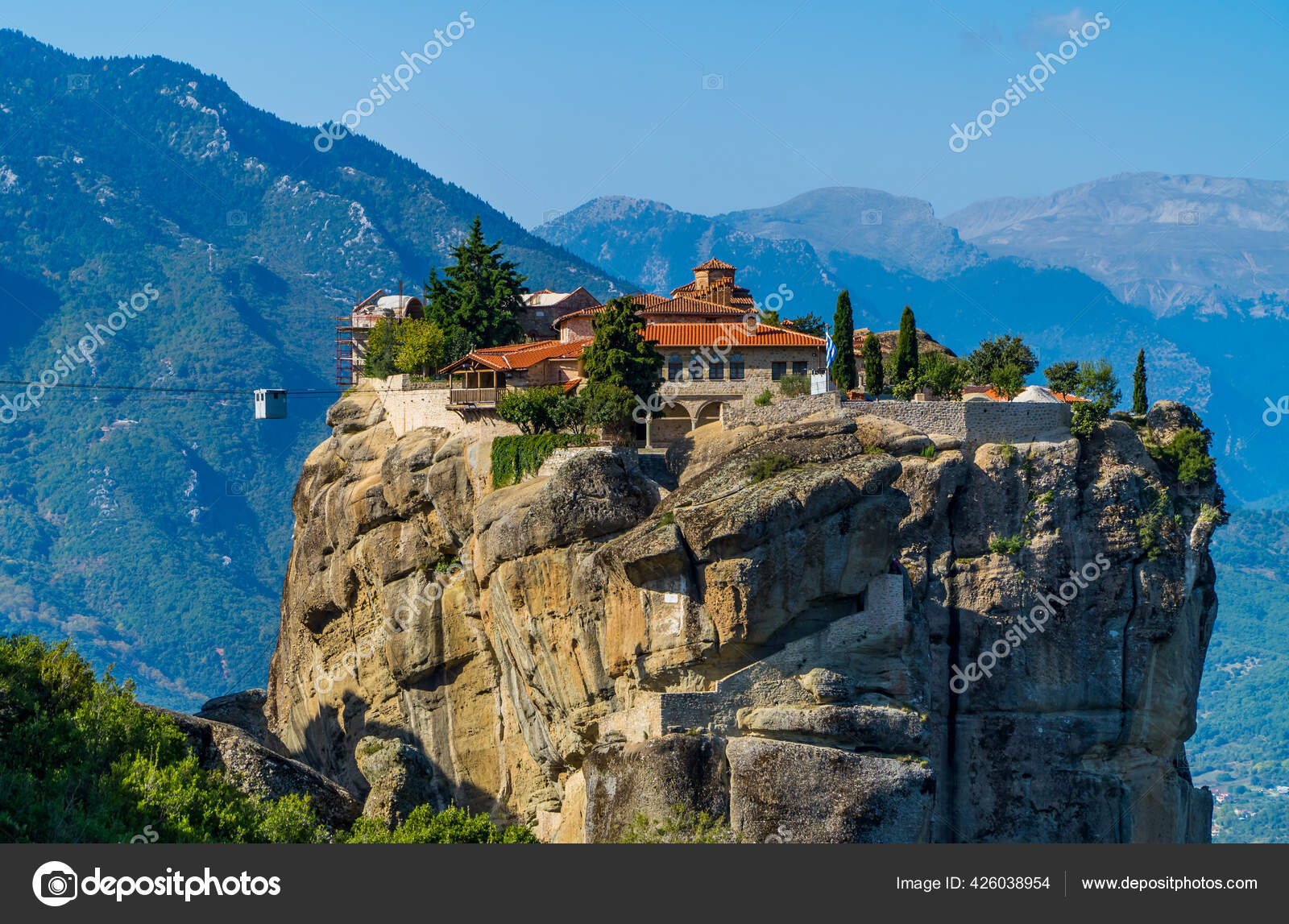 Monastery Holy Trinity Kalambaka Meteora Greece Winch Operated Lift ...
