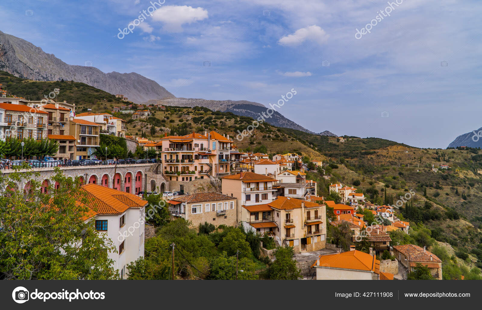 Arachova Greece October 2020 Beautiful Panoramic View Town Arachova Its ...