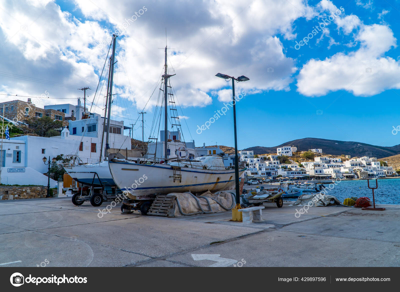 Ormos Panormou Panormos Greece October 2020 Sailing Boats Repair ...