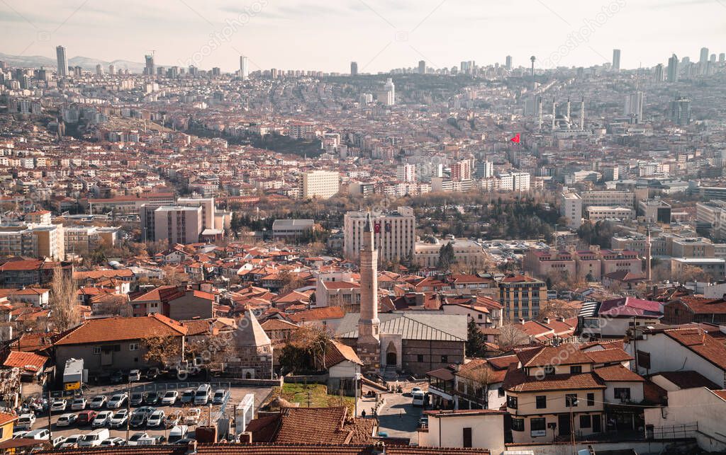 Ankara, Turquía - 12 de marzo de 2021 - vista panorámica del centro de ...