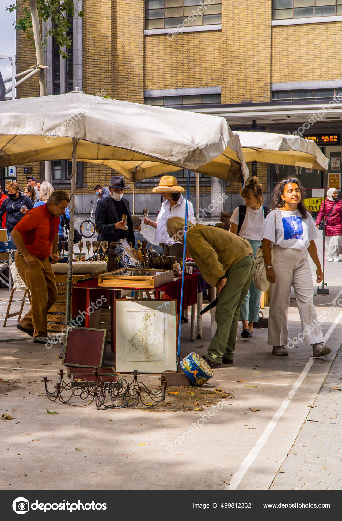Antwerp Belgium August 2021 Vertical Street Photography People Shopping ...