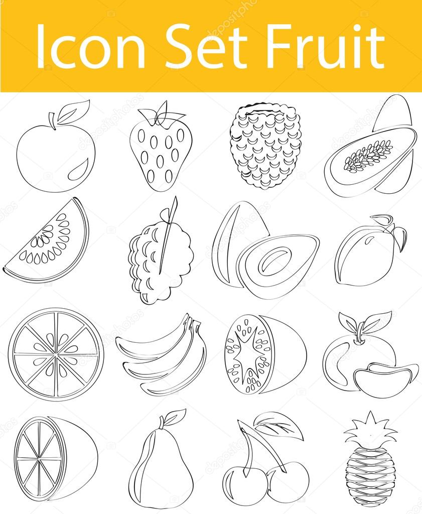 Set De Iconos Forrados De Doodle Dibujado Fruta Vector De Stock Por ©greenoptix 112660566