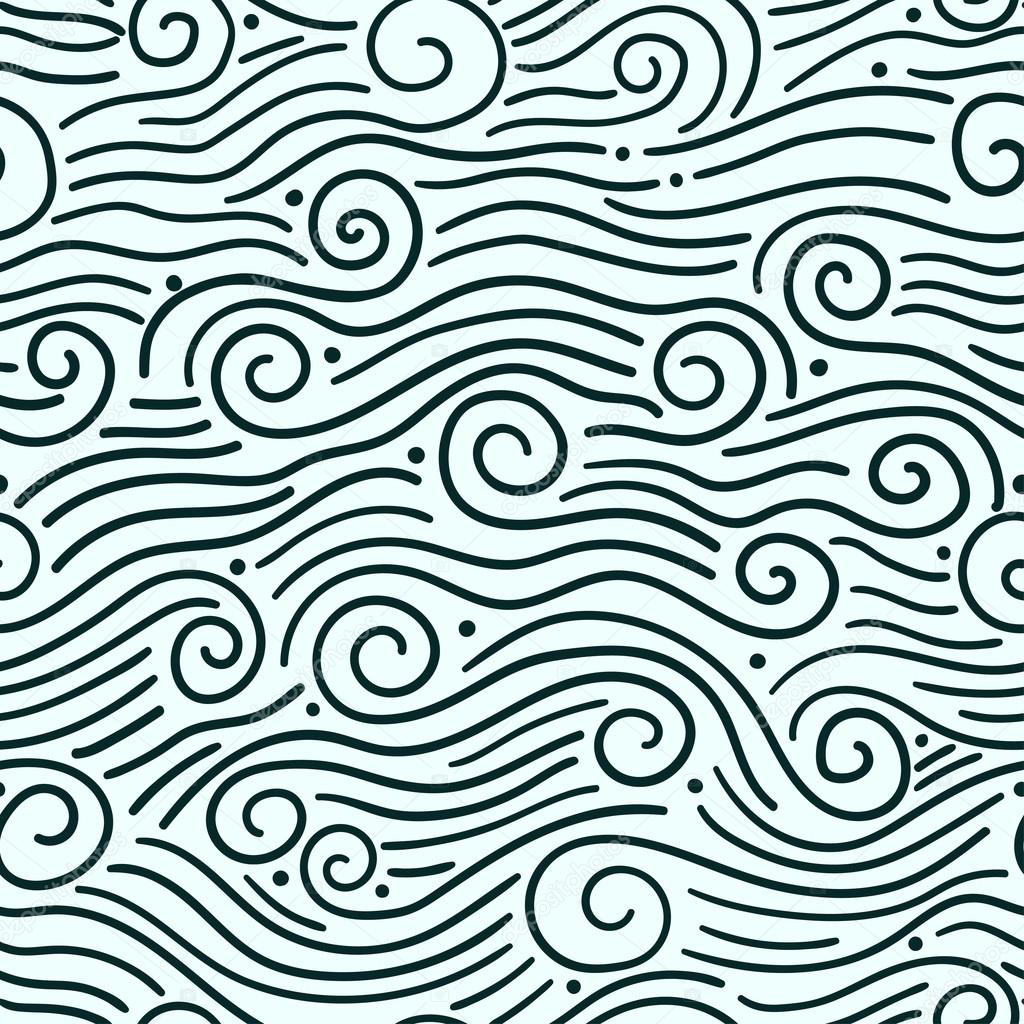 Hand-drawn waves seamless pattern Stock Vector Image by ©Maria_Galybina #119936338