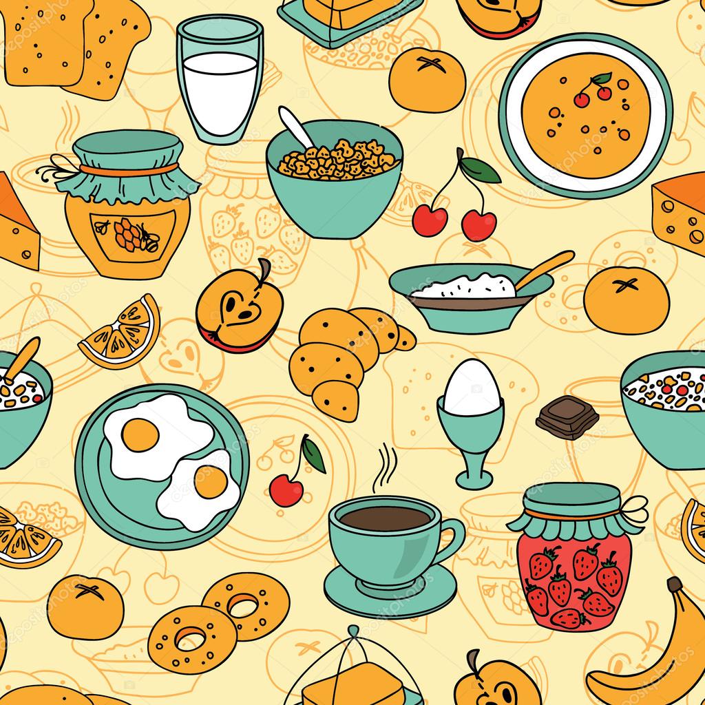 Seamless breakfast pattern Stock Vector Image by ©Maria_Galybina #63286685