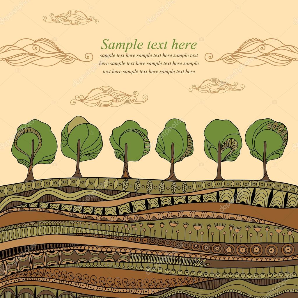 Abstract trees and clouds — Stock Vector © Maria_Galybina #63330795