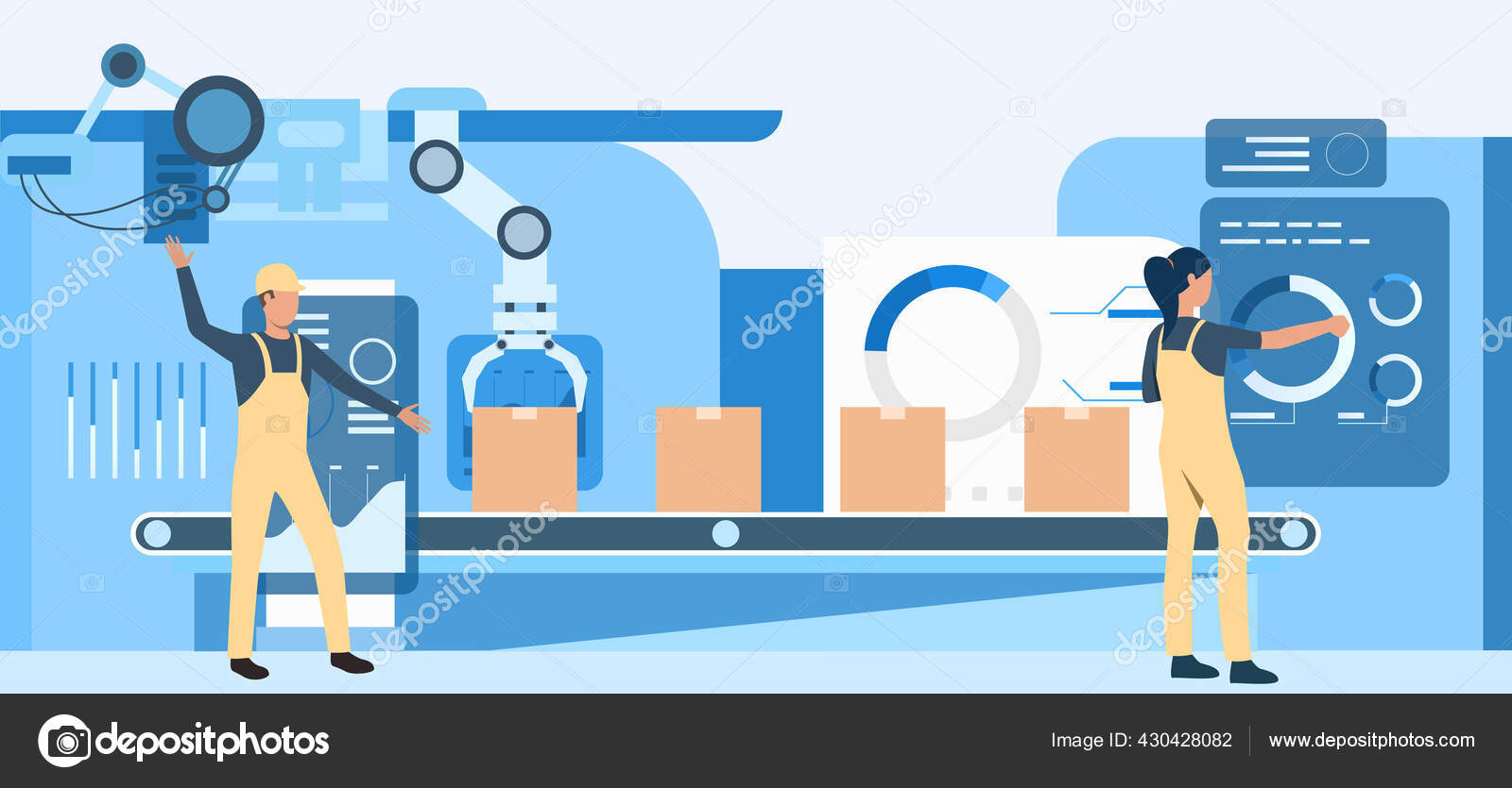 People Working Factory Operational Workers Conveyor Belt Assembly Line ...