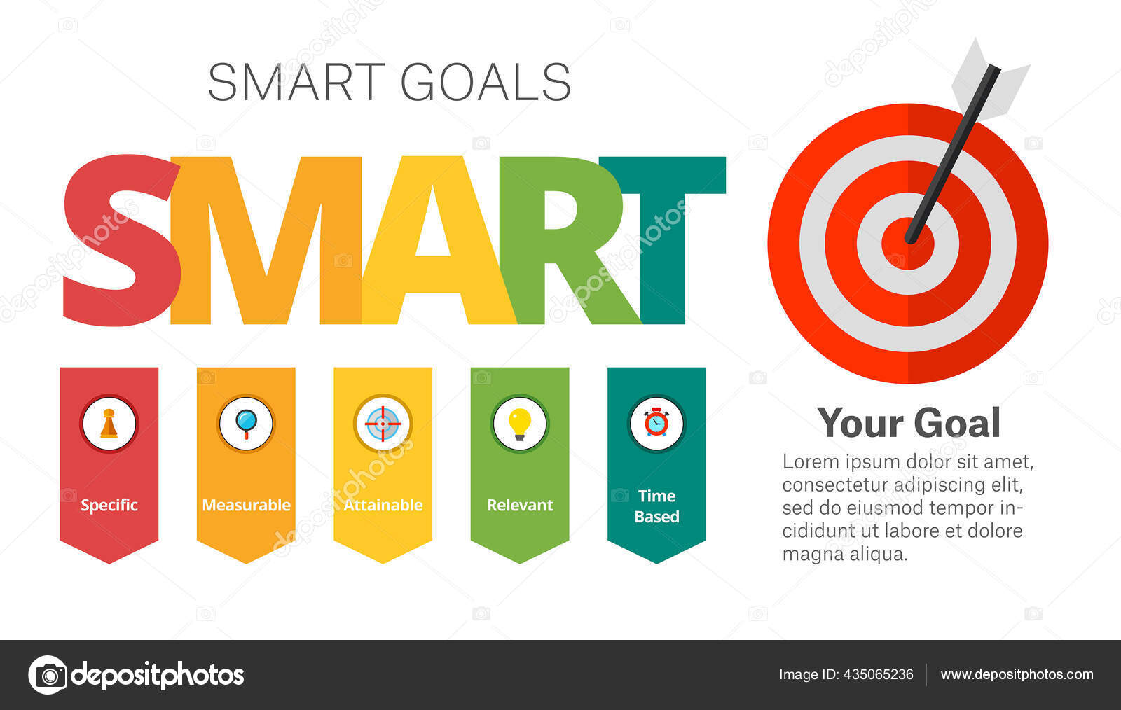 Smart Goals Setting Option Diagram Acronym Template Creative Concept ...