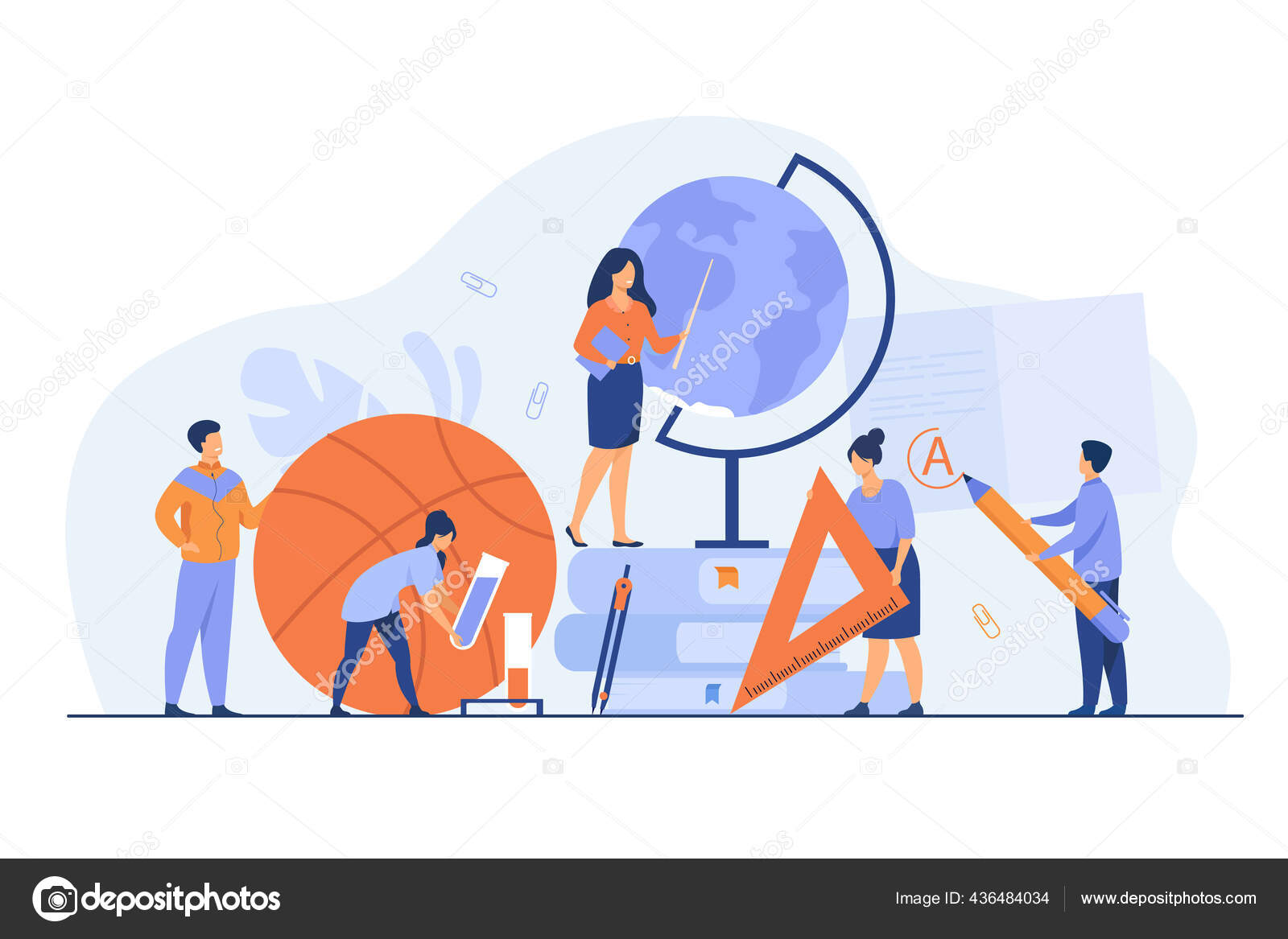 Tiny Teachers Educational Tools Stationery Isolated Flat Vector ...