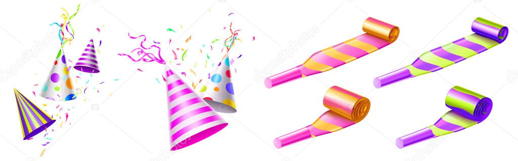 Blowing party blower Vector Art Stock Images | Depositphotos