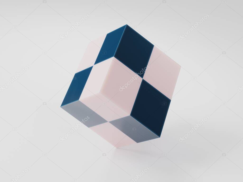 Composición geométrica de diferentes objetos, renderizado 3D 2023