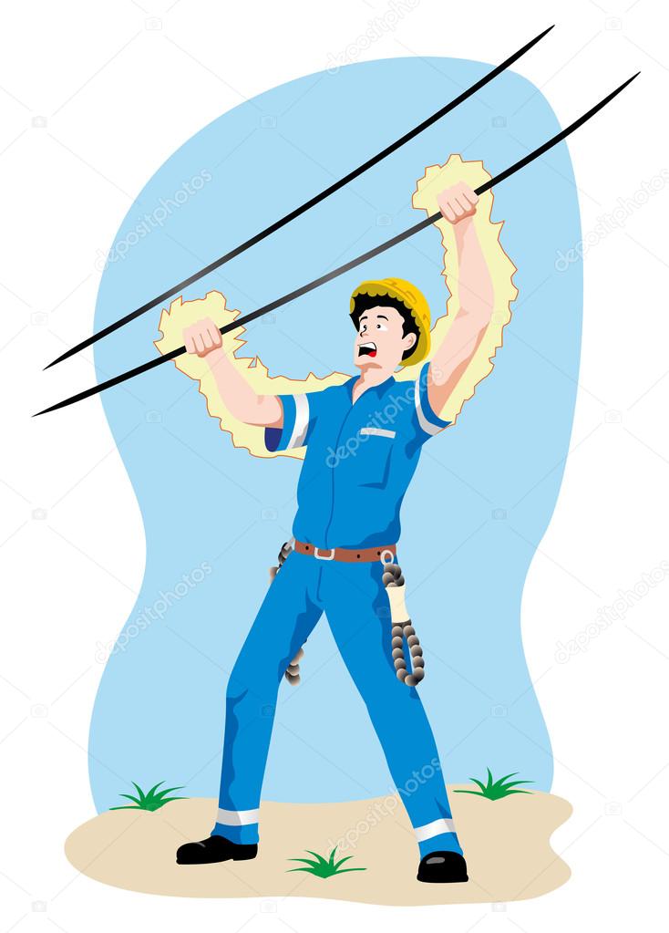 Illustration representing a person being electrocuted in an electricity ...