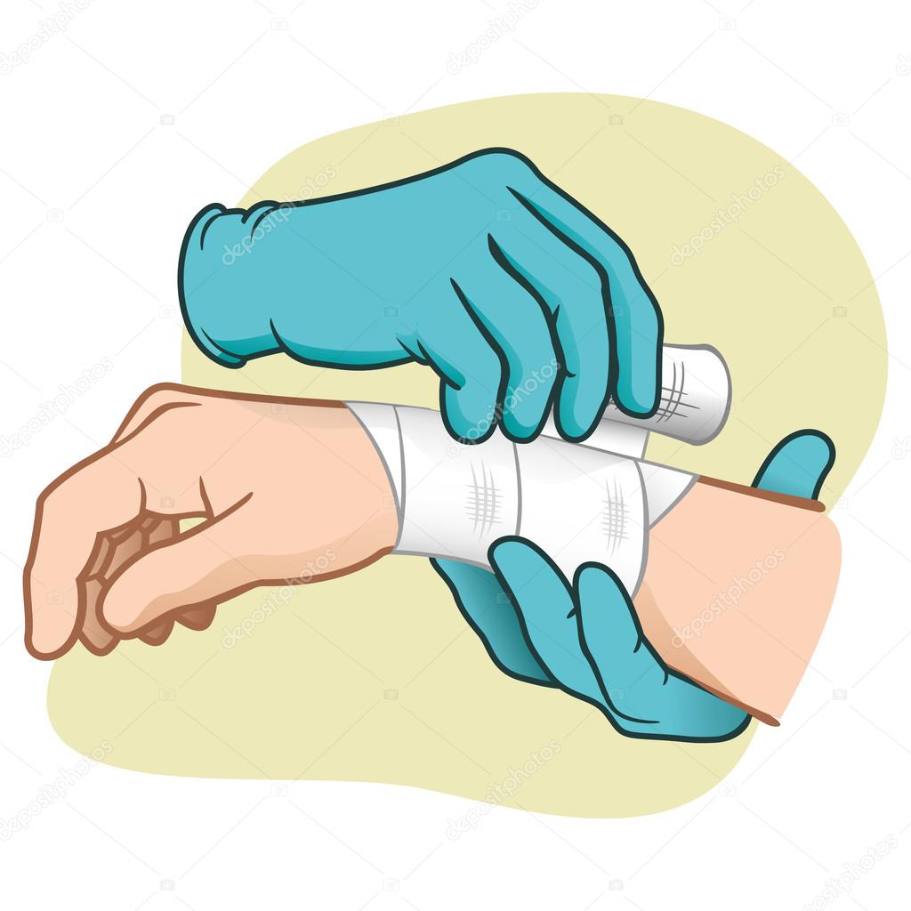 Illustration first aid hands doing dressing bandage. Ideal for medical ...