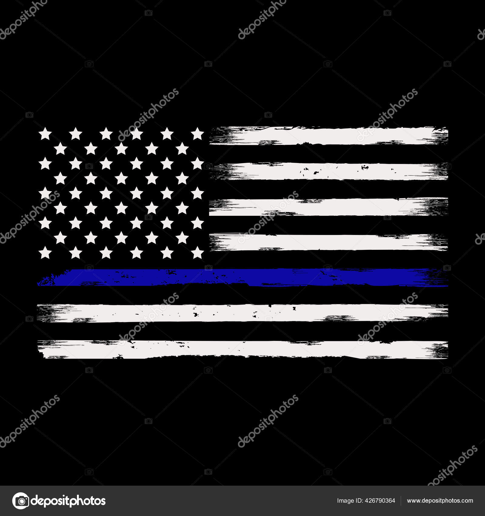 Thin Blue Line American Flag Stock Vector Image by ©Sundaland #426790364
