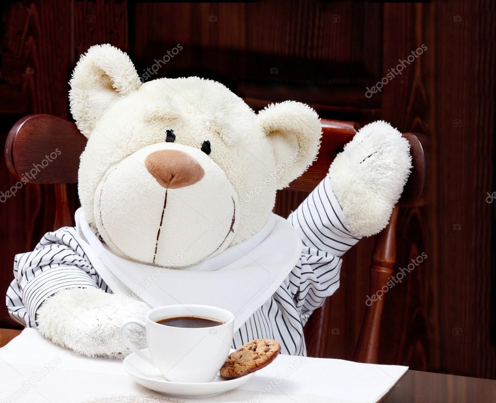 Sweet Teddy Bear With Cup of Coffee, Hot Chocolate or tea and Co Stock ...