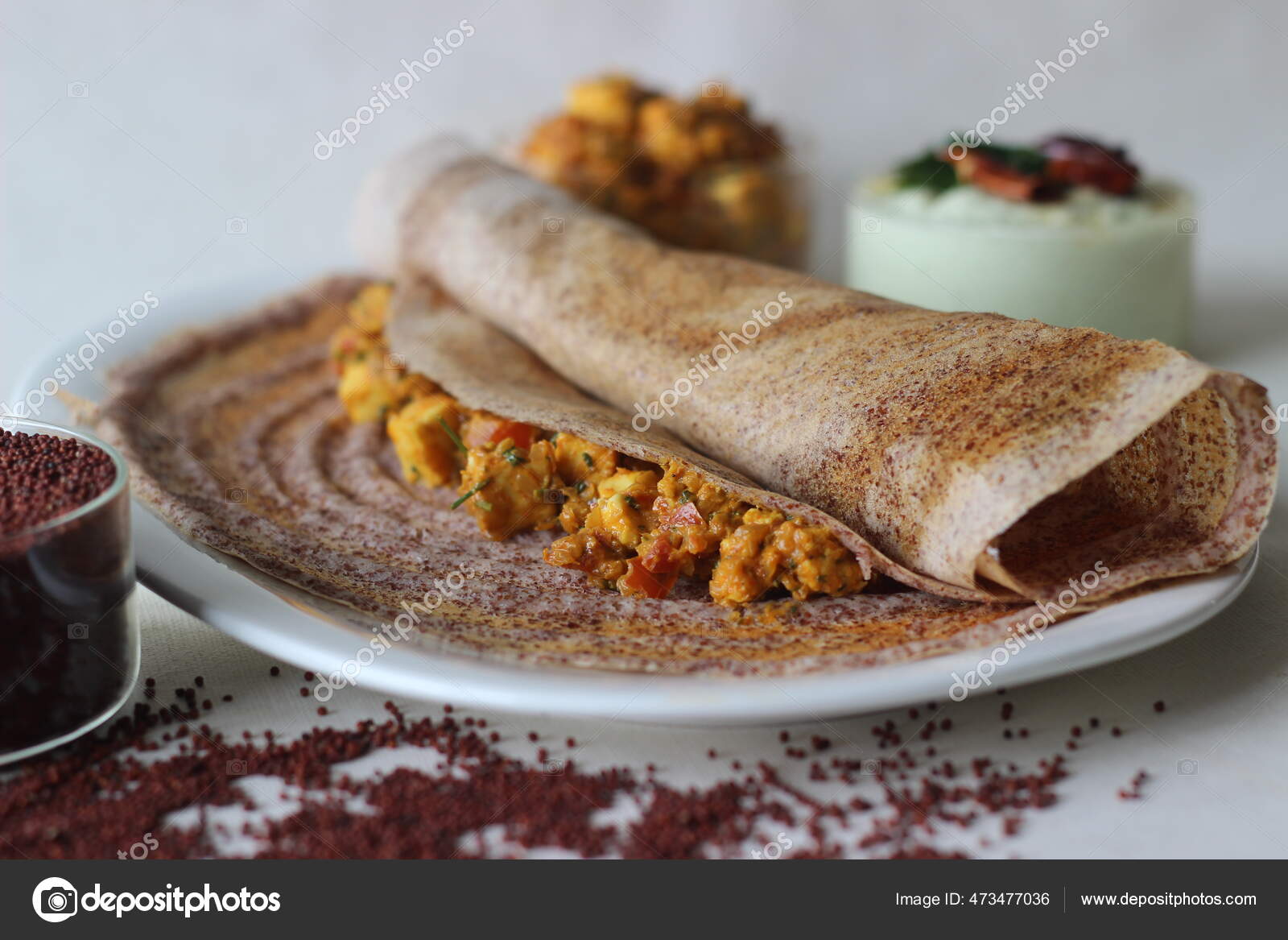 Crispy Pancake Made Fermented Whole Grain Finger Millet Batter Served ...