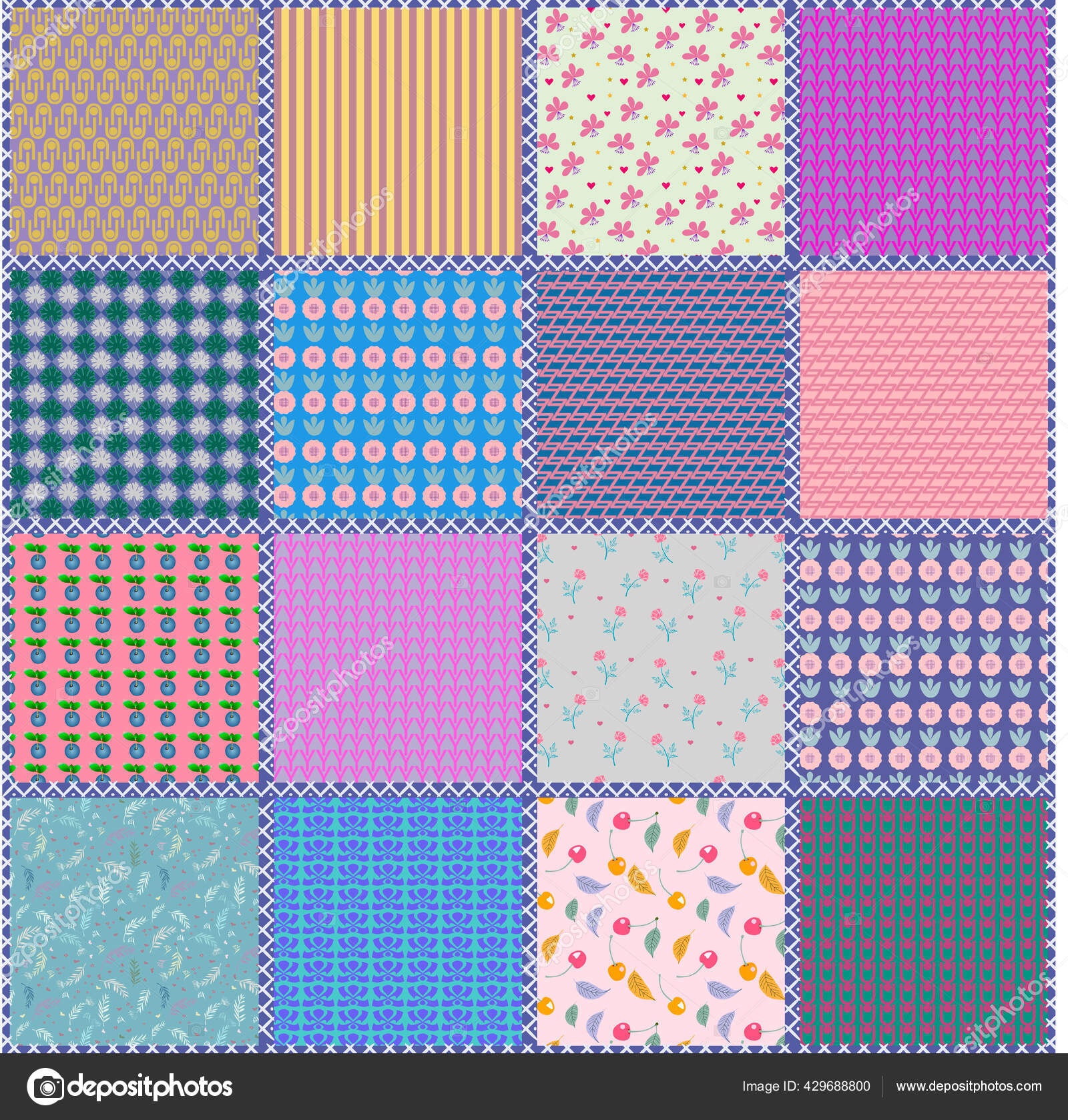 Patchwork Squares Different Patterns Handwork — Stock Photo ...