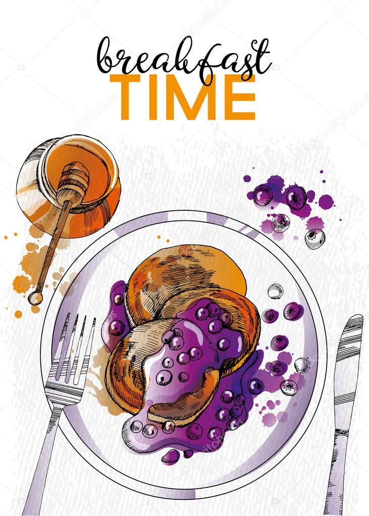 Hand drawn Breakfast time poster Stock Illustration by ©TatianaDavidova ...