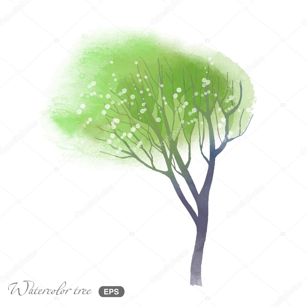 Watercolor spring tree Stock Vector by ©TatianaDavidova 63654487