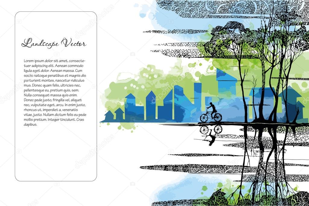 Landscape background with bike. Stock Vector Image by ©TatianaDavidova ...