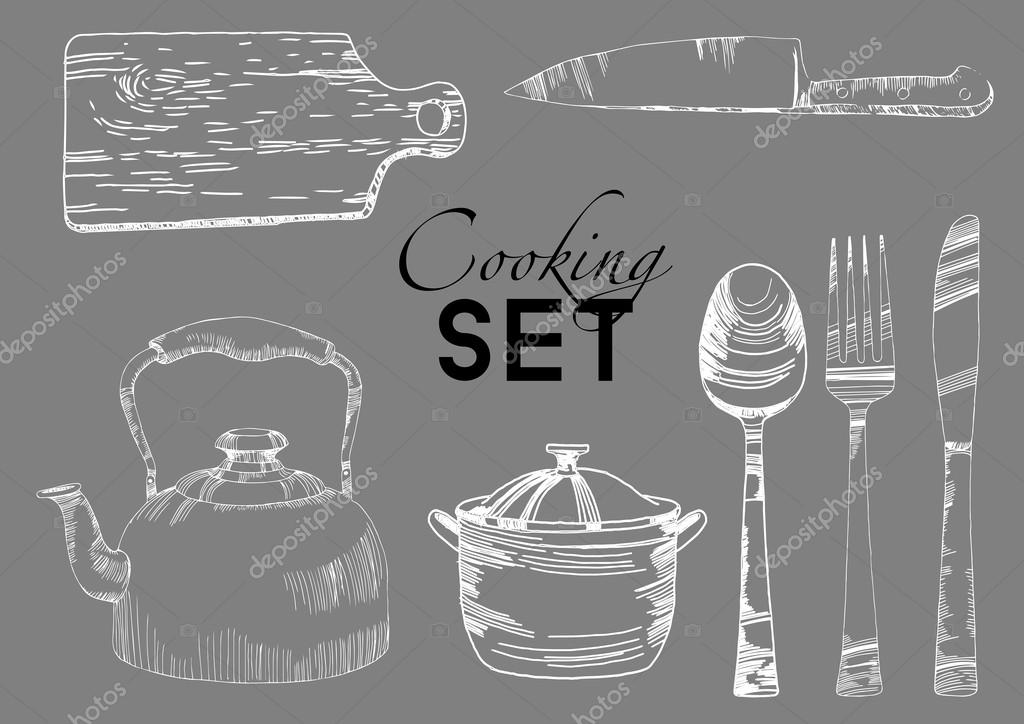 Cooking set on gray Stock Vector Image by ©TatianaDavidova #63655853