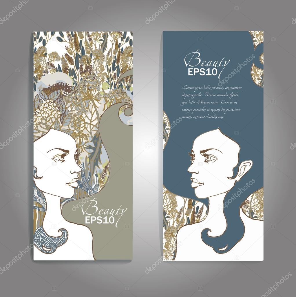 Banner background set with girl Stock Vector Image by ©TatianaDavidova ...